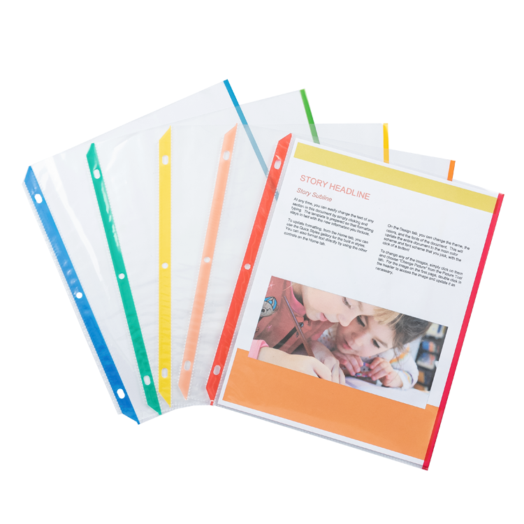 Colored-Edge Sheet Protectors , transparent , PP Letter,Binder Pockets
