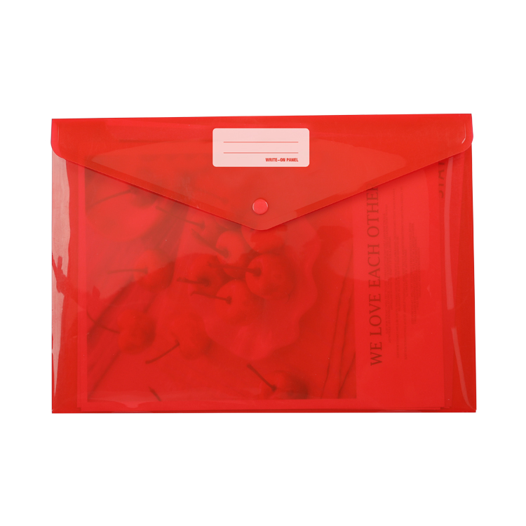 Document Wallets with Button Closure, translucent, PP A4,Document Wallets