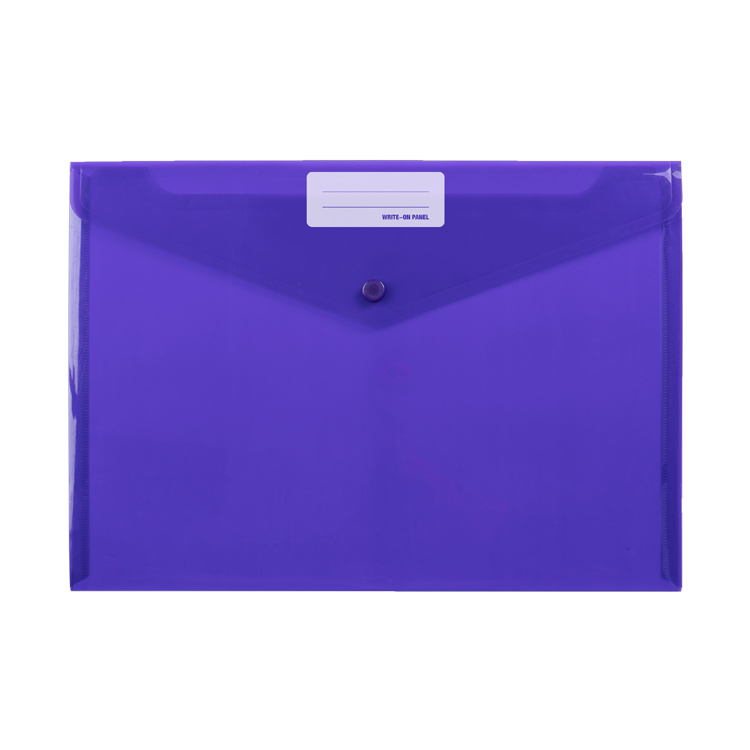 Document Wallets with Button Closure, translucent, PP A4,Document Wallets