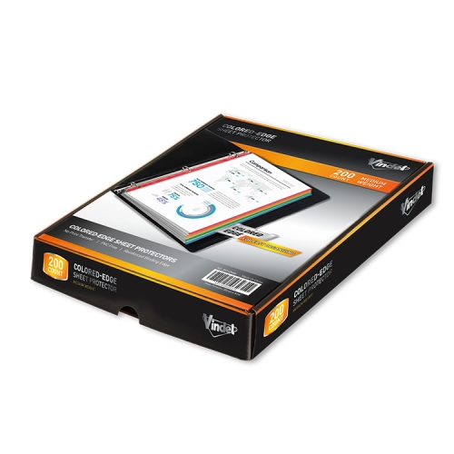 Colored-Edge Sheet Protectors , transparent , PP Letter,Binder Pockets