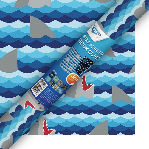 Self-adhesive Book Cover Sharks Design