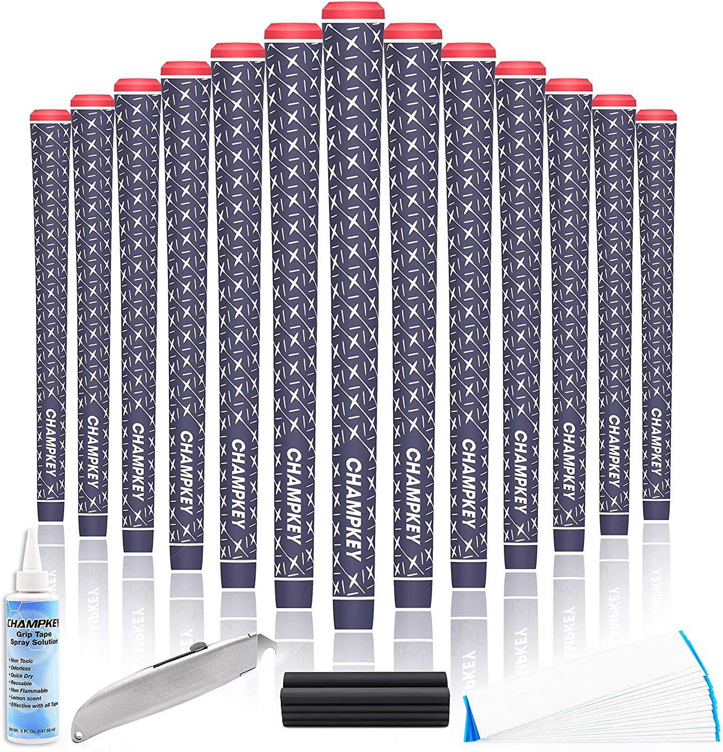Champkey X Rubber Golf Grips Set of 13 | Come with Solvent, Vise Clamp ...