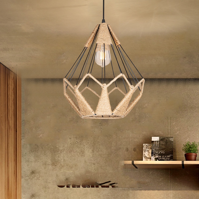 Living room hotel modern pendant lamp bamboo rattan chandeliers ...