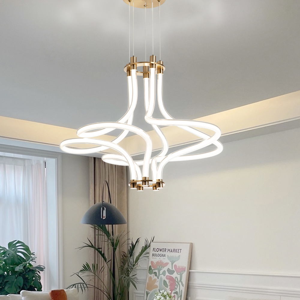 Modern Luxury Interior Hanging Aluminum New Design LED Chandeliers ...