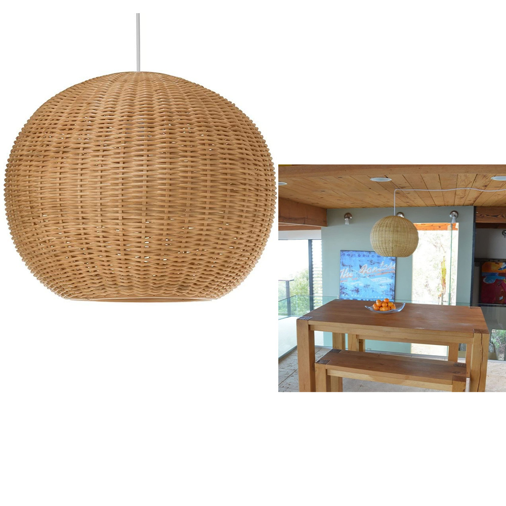 Farmhouse Bohemian Pendant Light Wicker Hanging Lights Hand-Woven ...