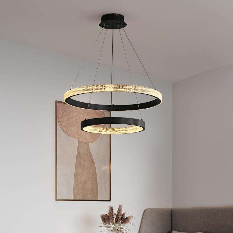 Circle Ring Hanging Lamp Aluminum Acrylic Nordic Modern Led Chandelier ...