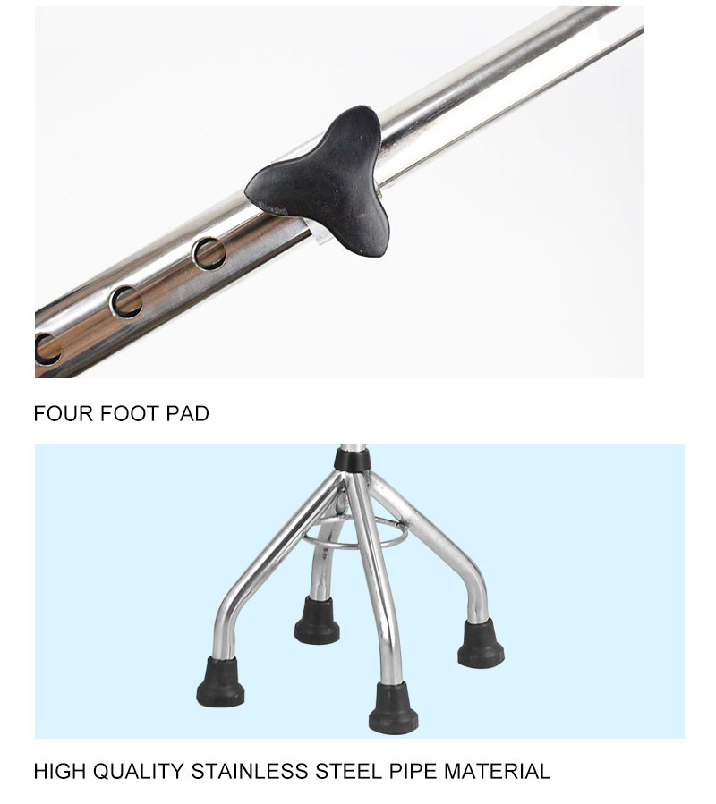 Strong stainless steel walking stick for elderly/disabled with four ...