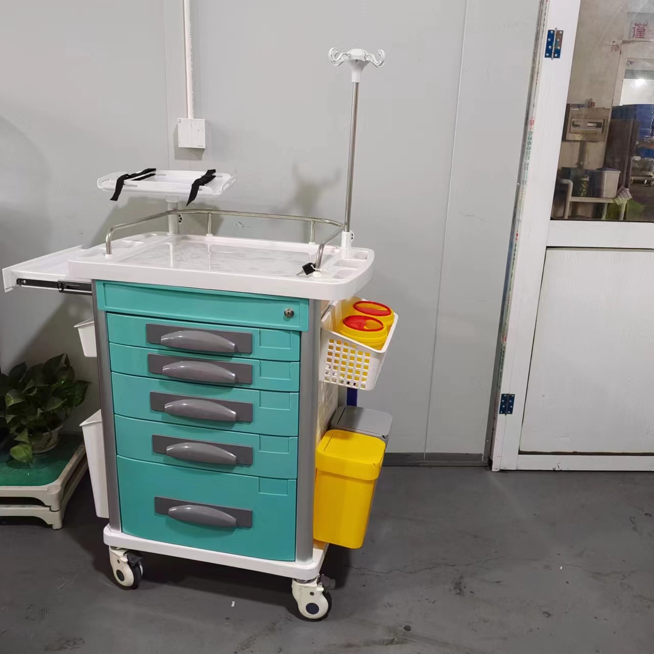 factory price hospital clinic movable medicine cart transfusion abs ...