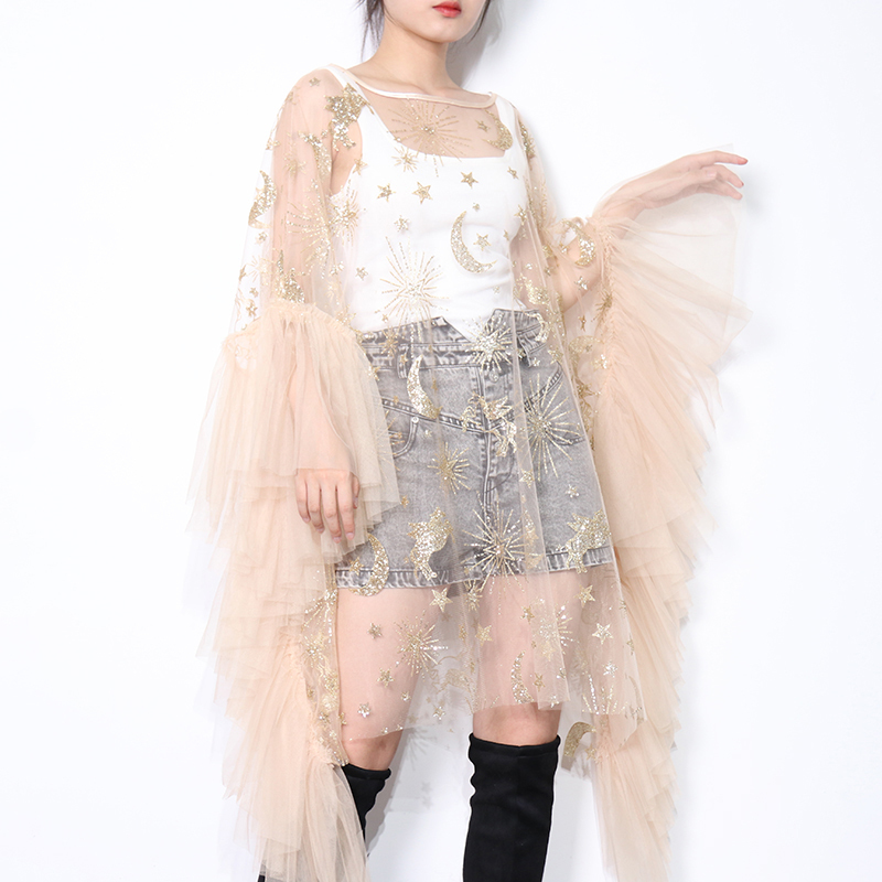 TWOTWINSTYLE Sequin Patchwork Sheer See Through Mesh Dress