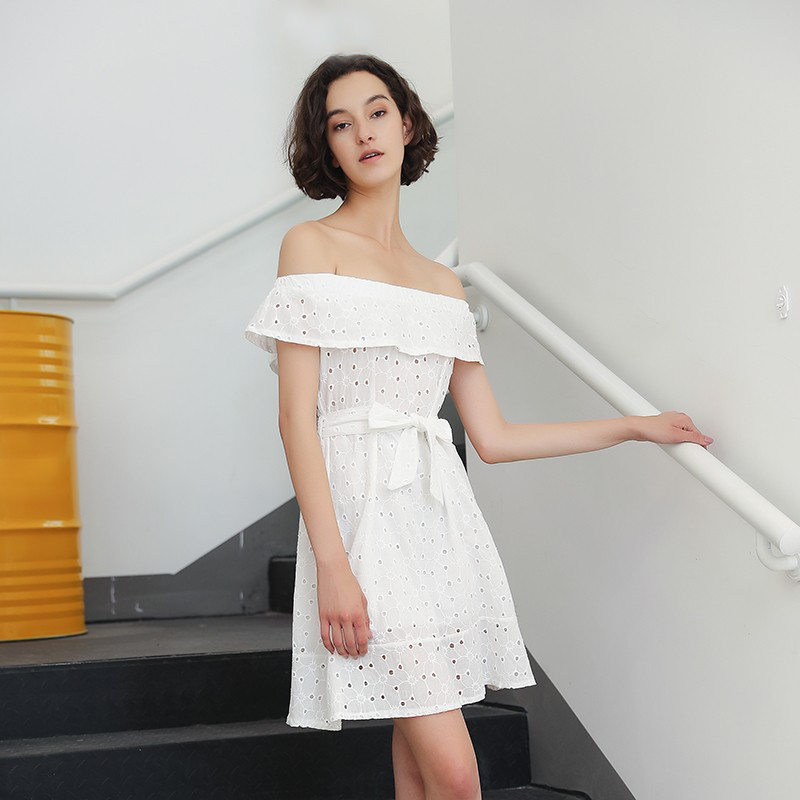 TWOTWINSTYLE Elegant White Patchwork Dress