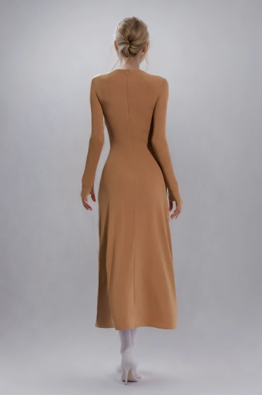 Bare Shoulder Long Sleeve Kink Knitting Bodycon Women Dresses