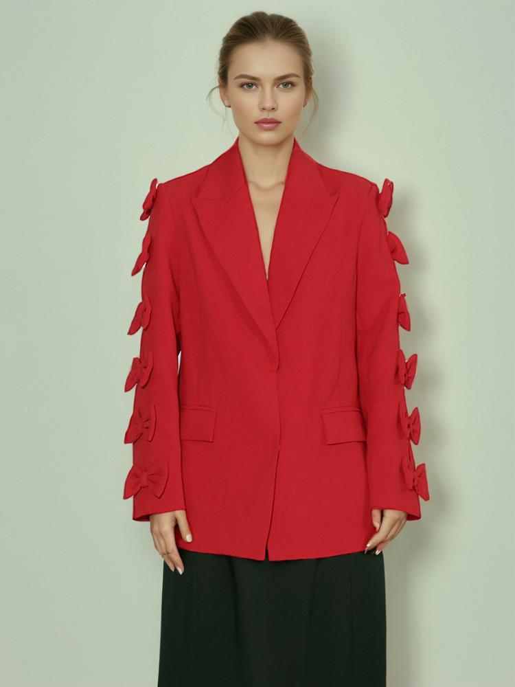 TWOTWINSTYLE Loose Bow Cut Out Suit Jacket