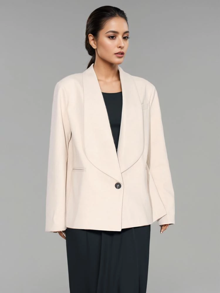 TWOTWINSTYLE Apricot One Button Short Suit Jacket