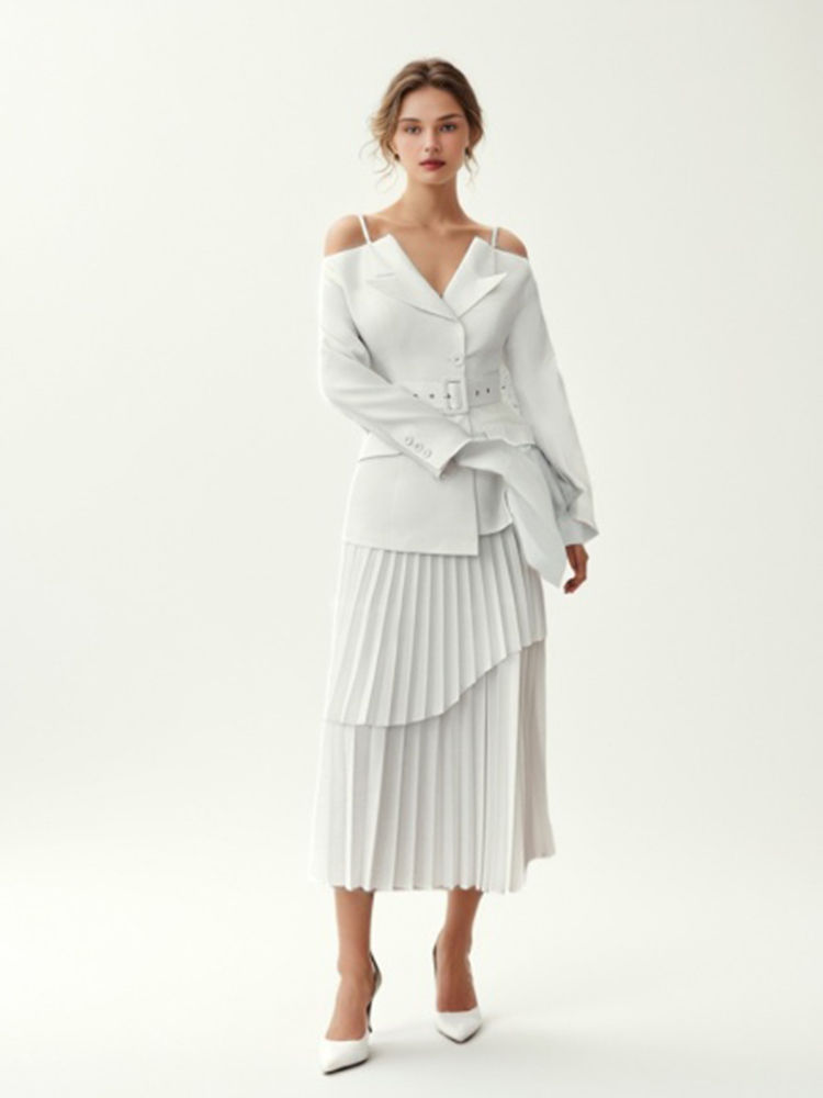 TWOTWINSTYLE Solid Off Shoulder Elegant Two piece Sets