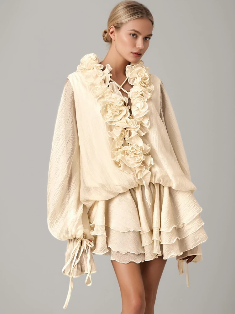 TWOTWINSTYLE Ruffled Chiffon Mini Dresses