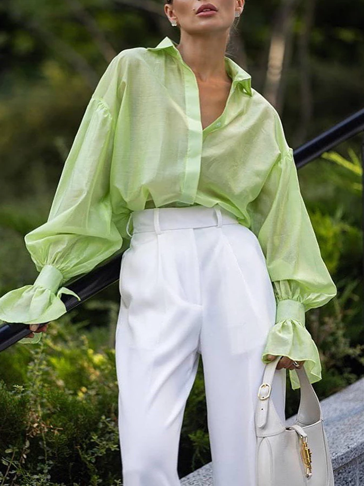 TWOTWINSTYLE Latern Sleeve Loose Shirt Top