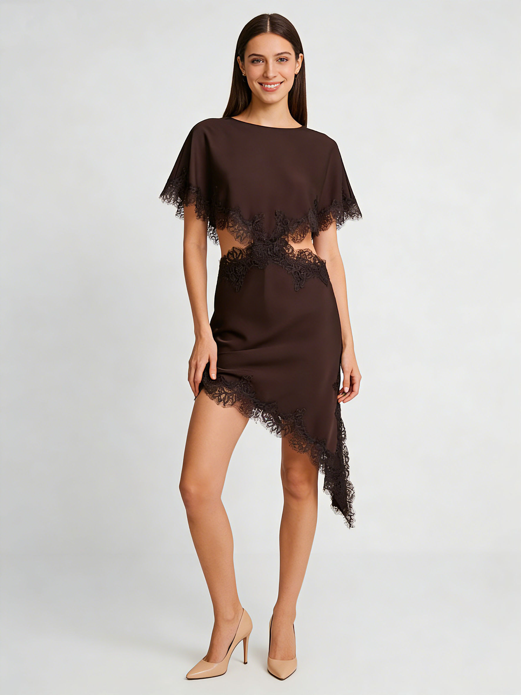 TWOTWINSTYLE Vintage Hollow Out Patchwork Lace Dress