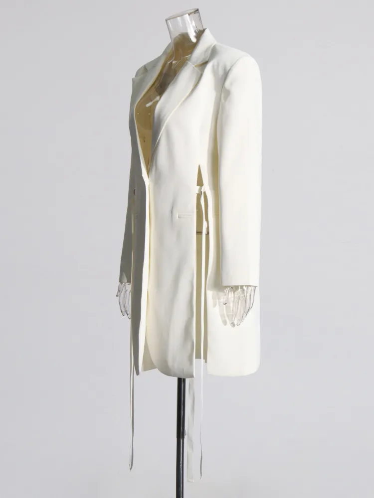 TWOTWINSTYLE Loose Long Sleeve Side Split Chic Coat