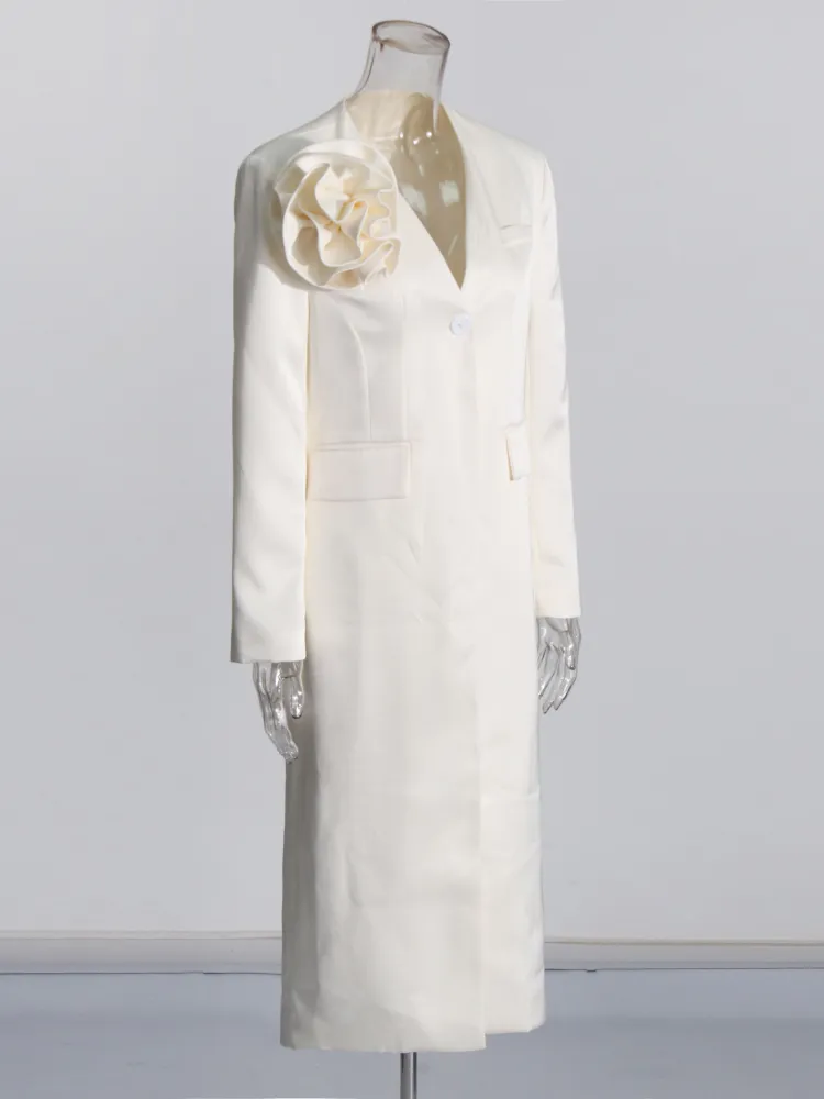 TWOTWINSTYLE Minimalist V Neck Spliced Button Designer Coat