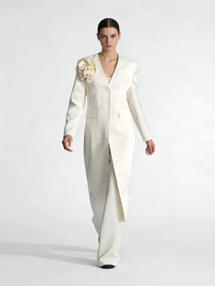 TWOTWINSTYLE Minimalist V Neck Spliced Button Designer Coat