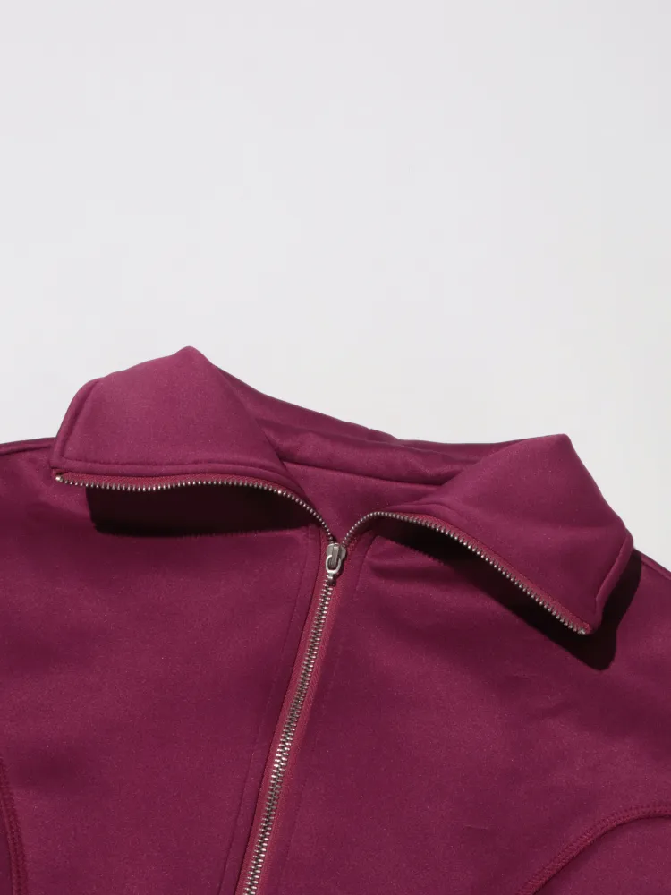 TWOTWINSTYLE Lapel Patchwork Zipper Minimalist Coat