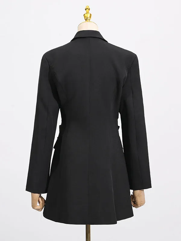TWOTWINSTYLE Lapel Hollow Out Spliced Diamond Coat