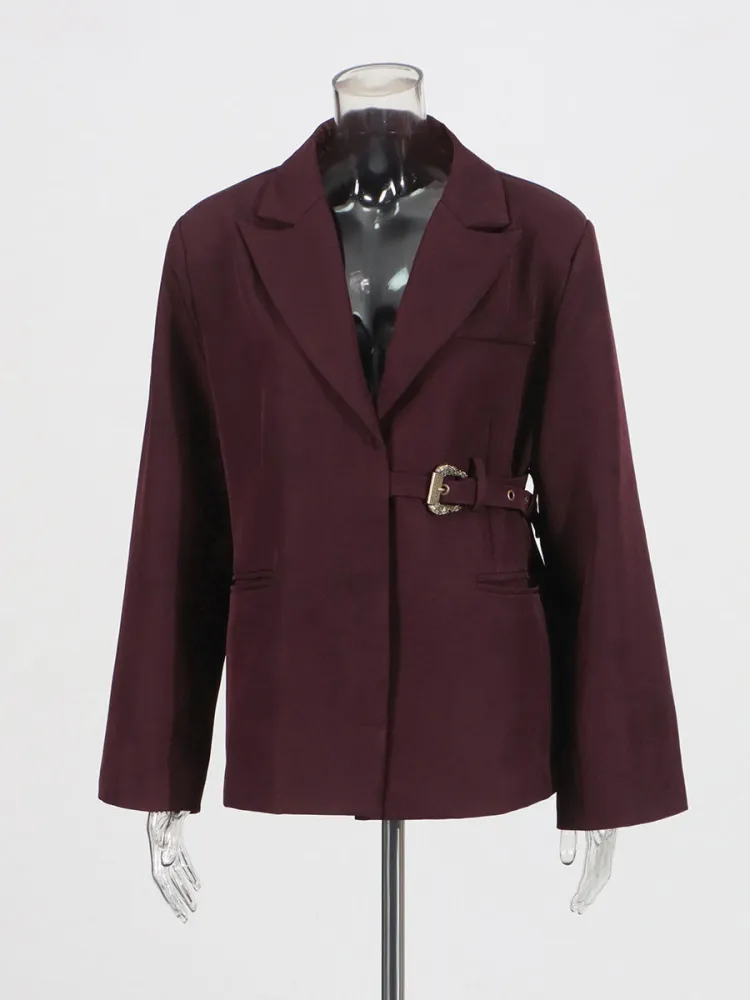 TWOTWINSTYLE Lapel Loose Patchwork Belt Chic Coat