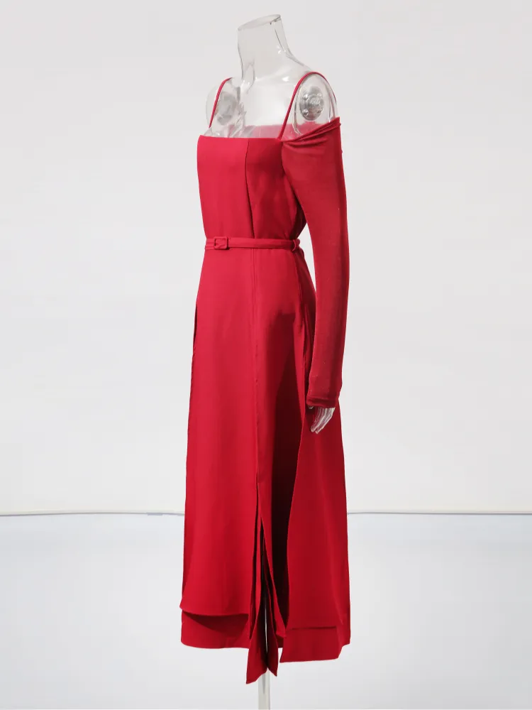 TWOTWINSTYLE Off Shoulder Side Split Tunic Vintage Dress