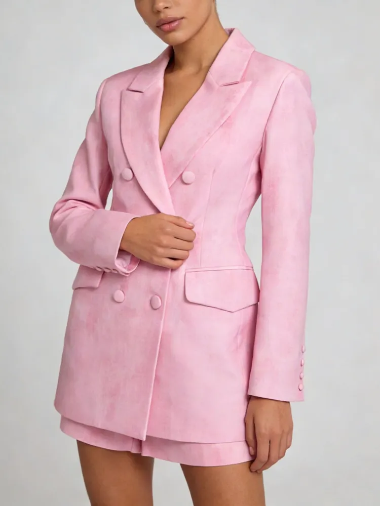 TWOTWINSTYLE Lapel Double Breasted Blazers High Waist Designer Two ...