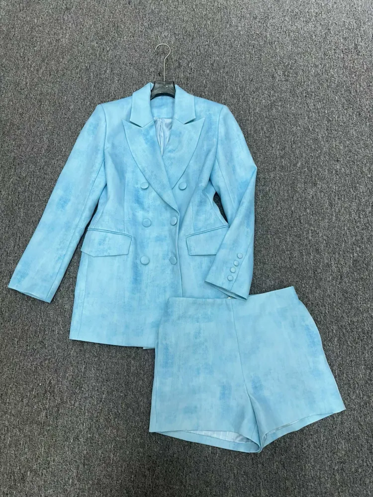 TWOTWINSTYLE Lapel Double Breasted Blazers High Waist Designer Two ...