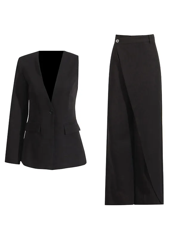 TWOTWINSTYLE V Neck Only One Sleeve Top Asymmetrical Pants Fashion Two ...