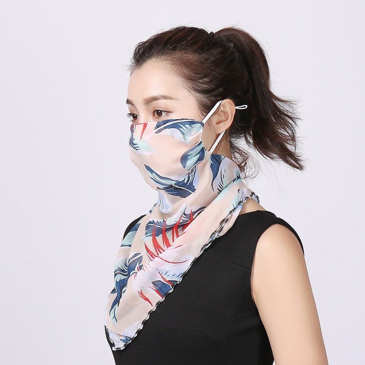 Printed silk scarf face mask fashion mask sunburn protection,