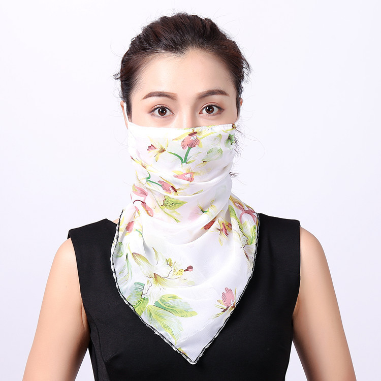 Printed silk scarf face mask fashion mask sunburn protection,