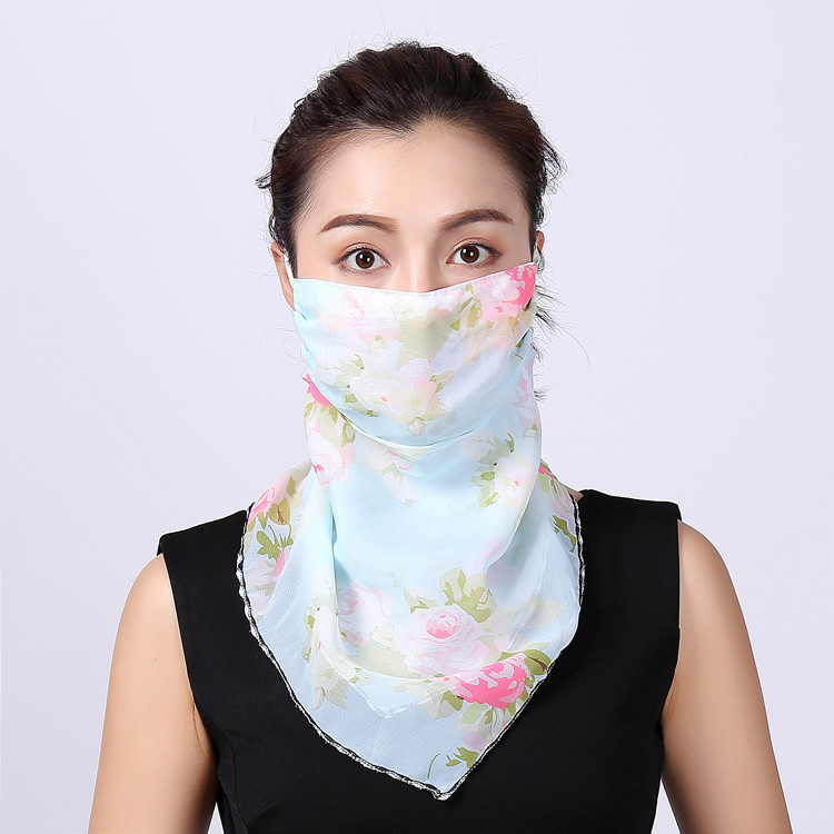 Printed silk scarf face mask fashion mask sunburn protection,