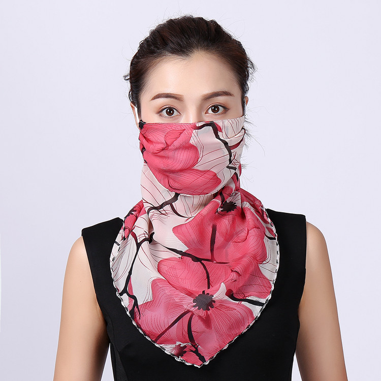 Printed silk scarf face mask fashion mask sunburn protection,