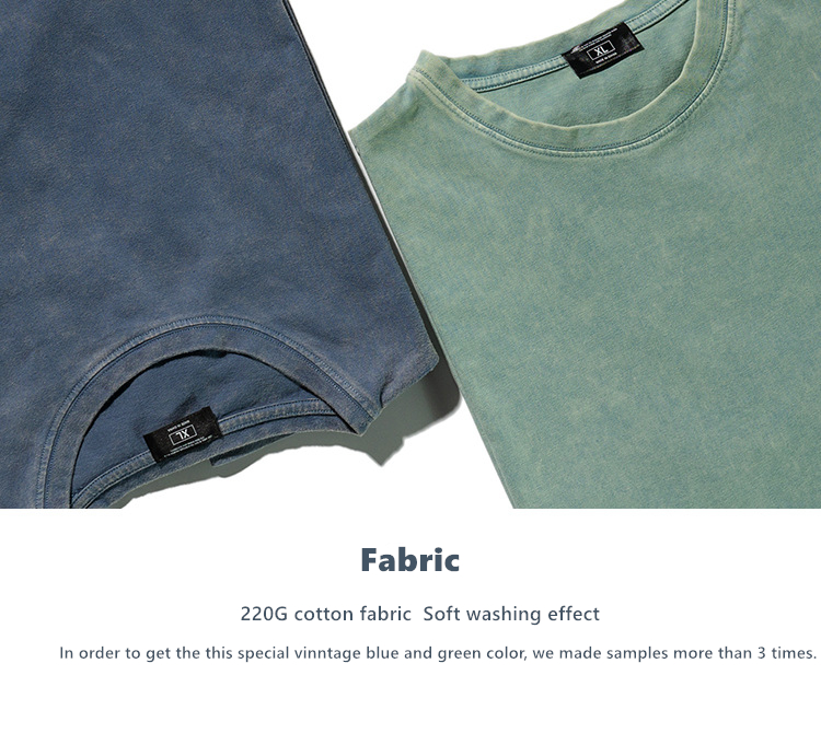 220G New vintage sand wash pure color T-shirt,T-shirt & Polo