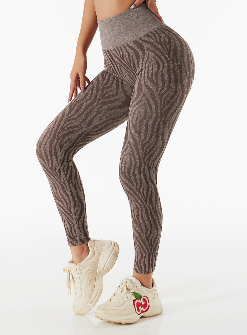 Seamless camouflage zebra print yoga pants high waist buttock lifting ...