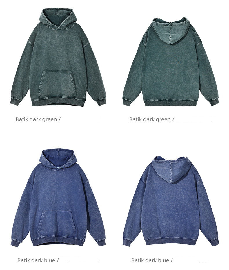 420G Retro batik old hooded sweatshirt loose,Hoodie & Pullover
