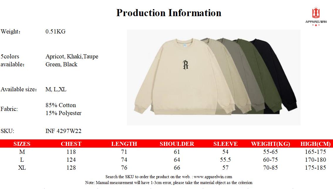 460g heavy terry round neck sweater 2022 autumn new loose top,T-shirt ...