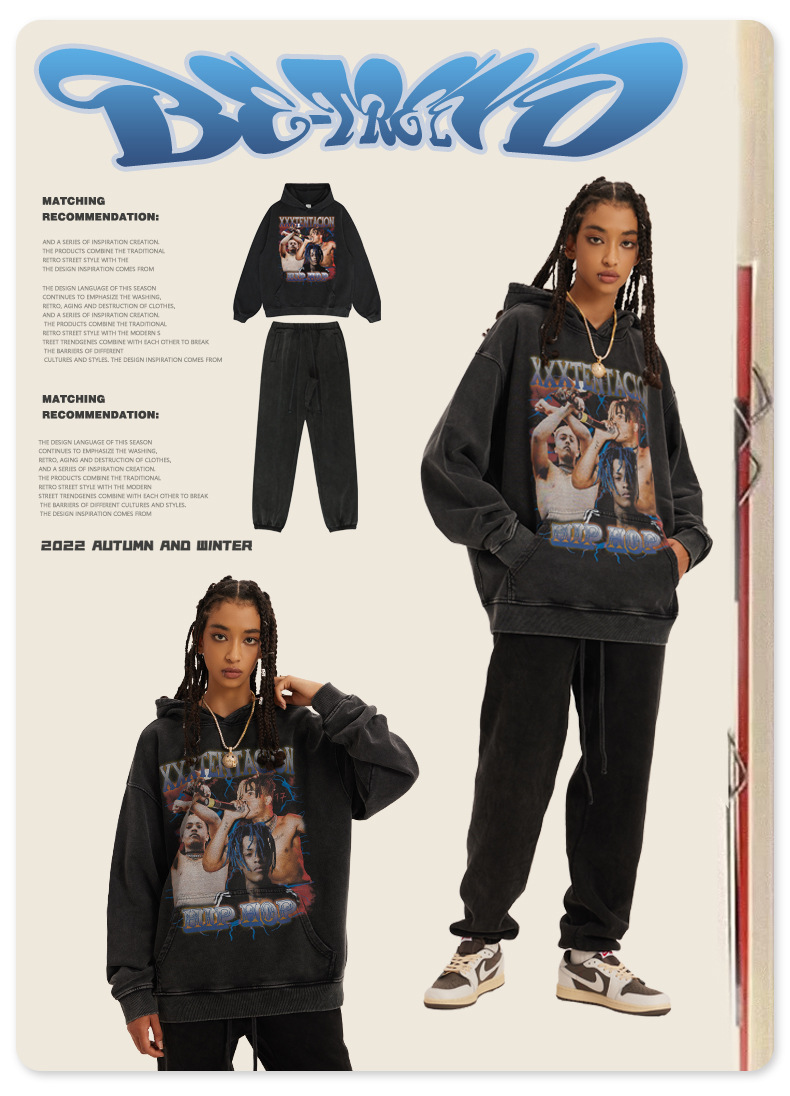Autumn and winter rapper XXXTentacion sweater high street tide brand ...