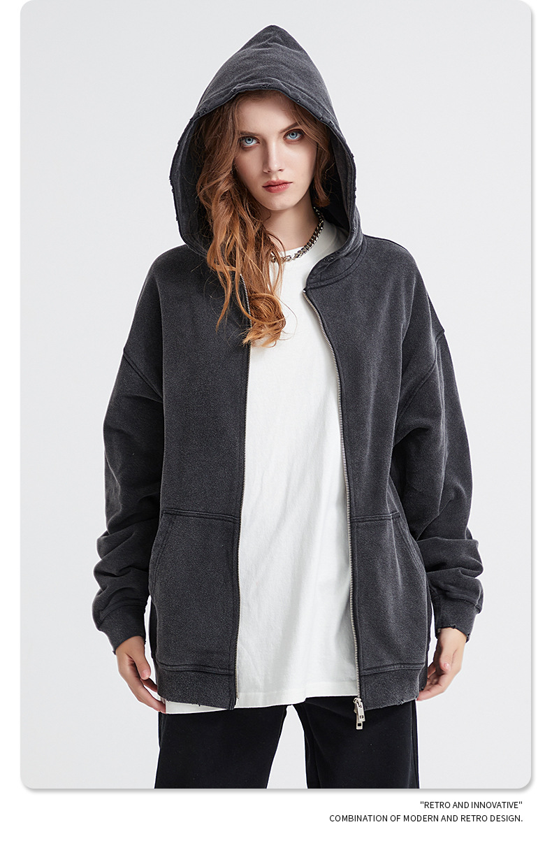 420g Vintage Terry Zipper Sweatshirt,Hoodie & Pullover