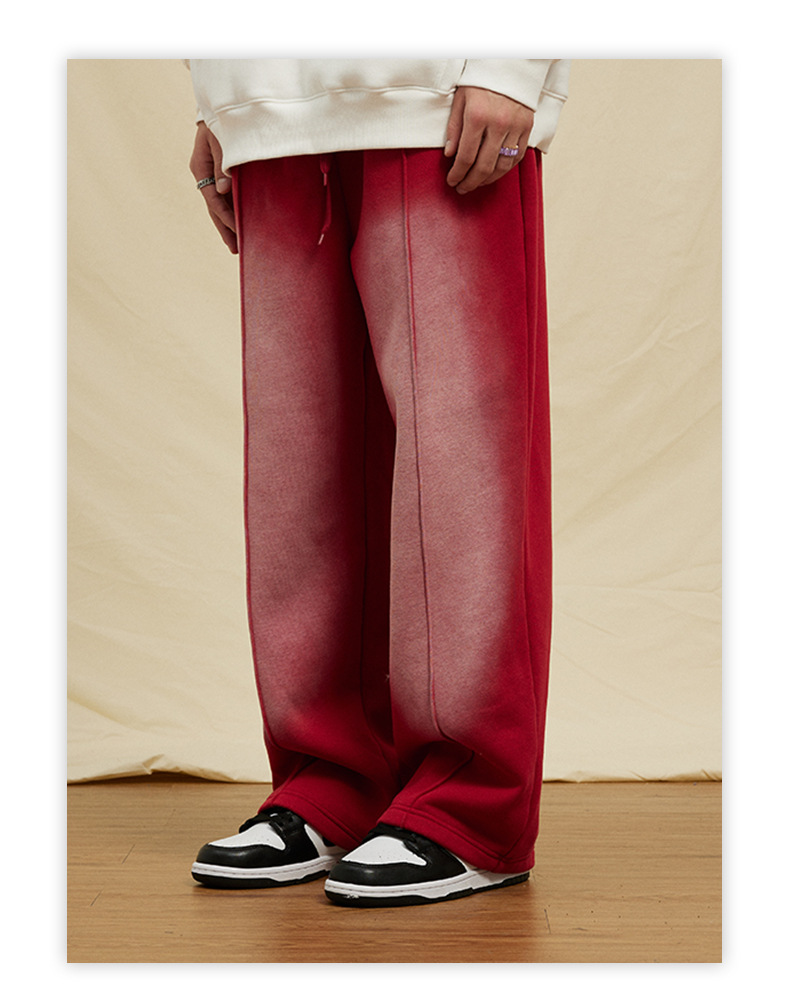 Wash fried color and fleece thick casual straight pants autumn/winter ...