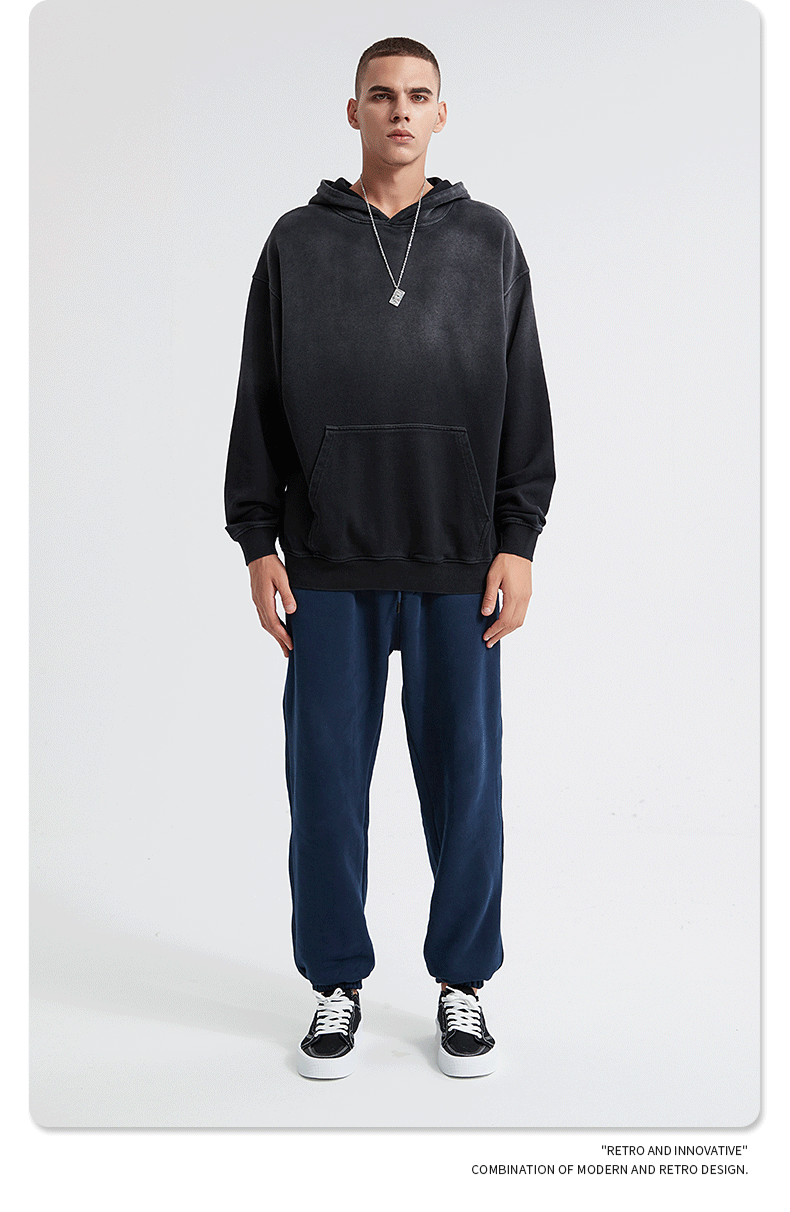 Sprayed And Wash Frayed Hooded Sweatshirt,Hoodie & Pullover