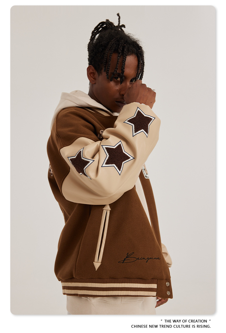 Heavy industry star embroidered jacket baseball uniform,Jacket & Coat