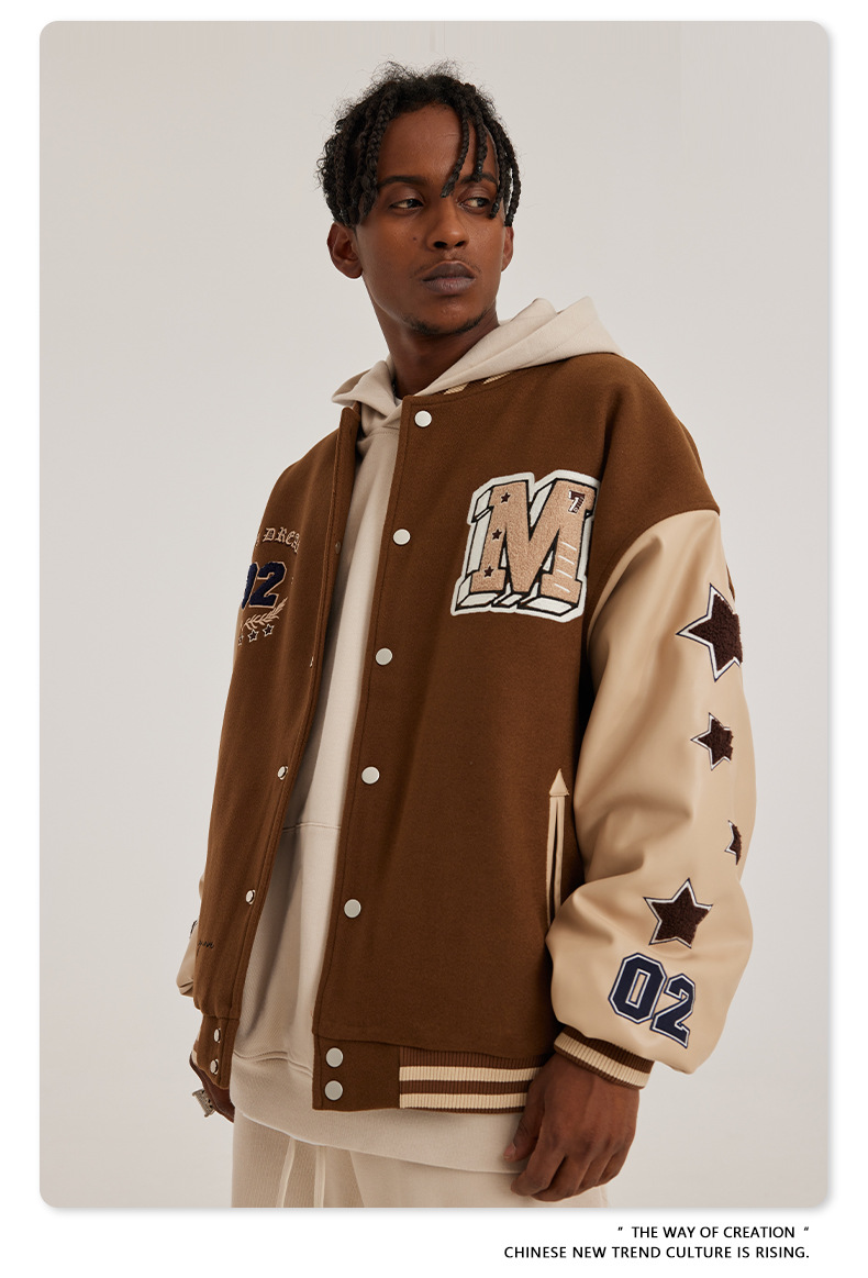 Heavy industry star embroidered jacket baseball uniform,Jacket & Coat