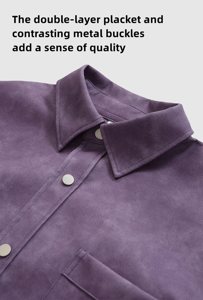 Distressed PU leather shirt jacket,Jacket & Coat