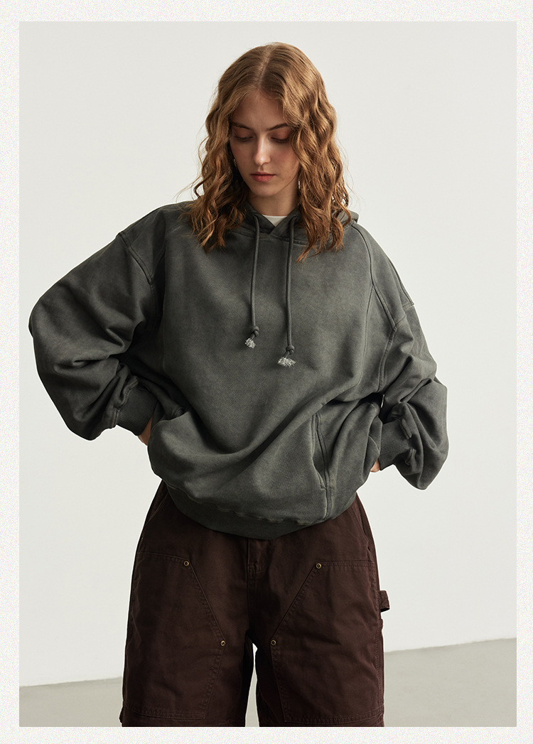 400G heavyweight vintage washed and distressed hoodie,Hoodie & Pullover