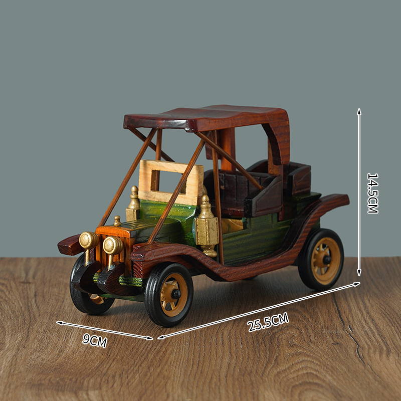 10 Inches Handmade Wooden Retro Classic Car Models Decorations