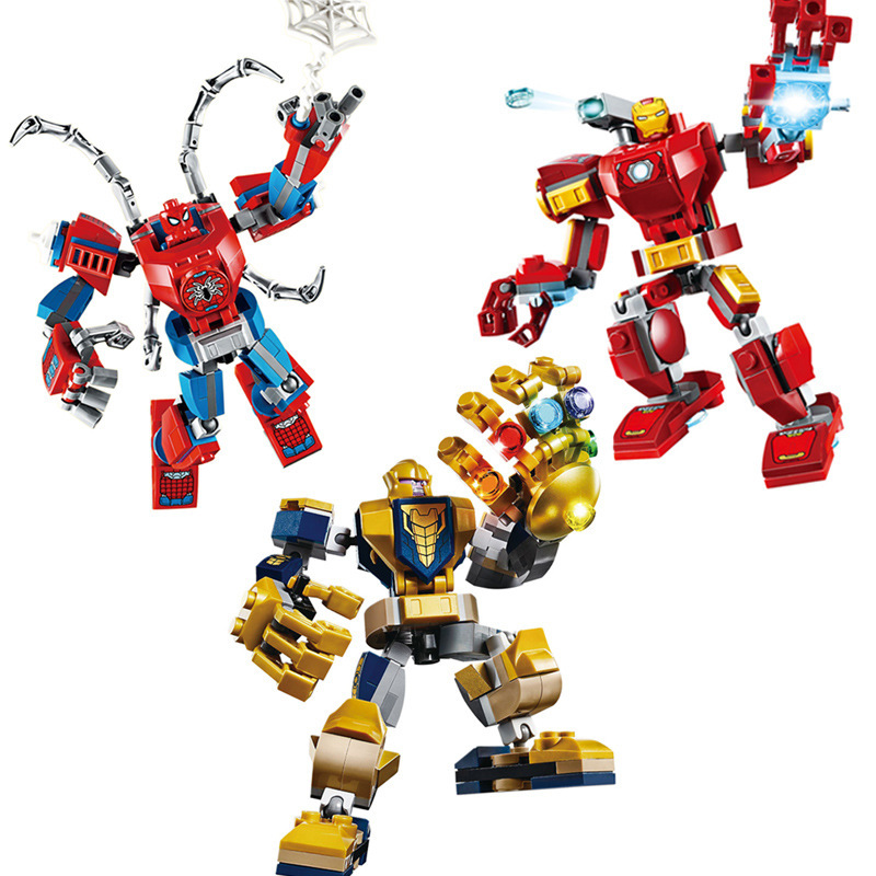 Super Heroes Mechas Building Blocks Iron Man Captain America Spiderman ...