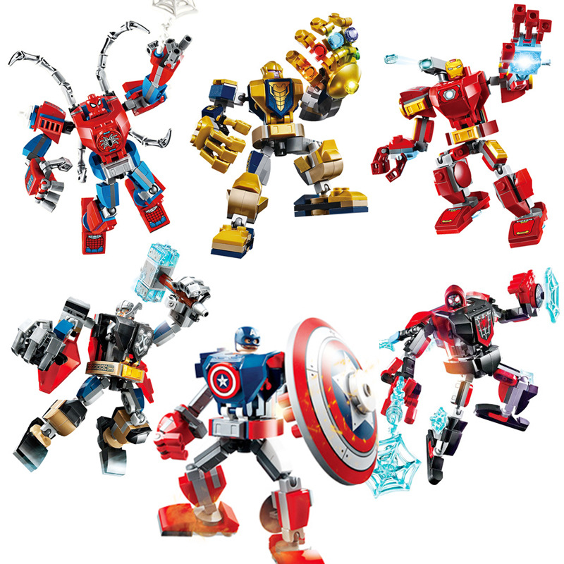 Super Heroes Mechas Building Blocks Iron Man Captain America Spiderman ...
